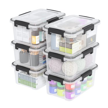 Sterilite 12 Qt Clear Storage Bin Container with Gasket Sealed Lid, Stackable, Multipurpose, (6 ...