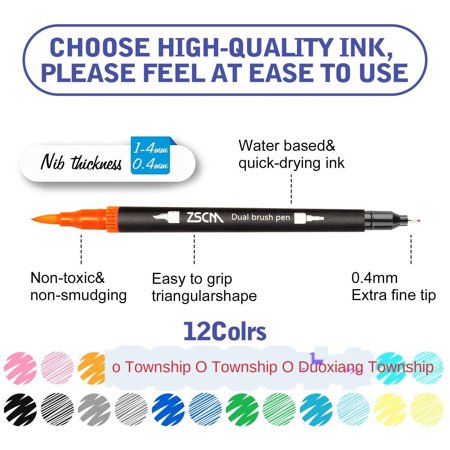 fastboy 12 Colors Dual Tip Brush Pens Set Fine Tip Pen Brush Dual Art ...