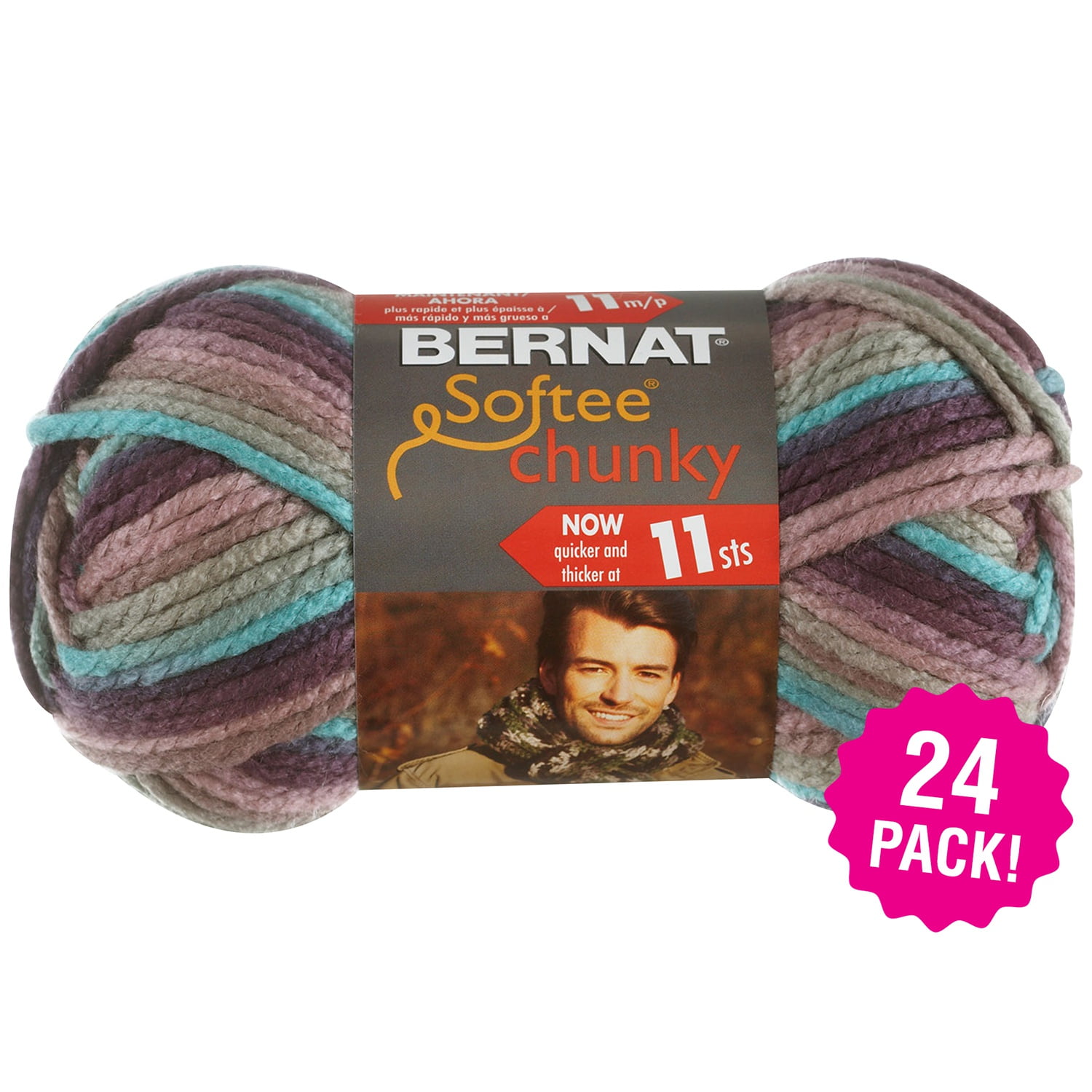 Bernat Softee Chunky Ombre Yarn - Shadow, Multipack of 24 - Walmart.com