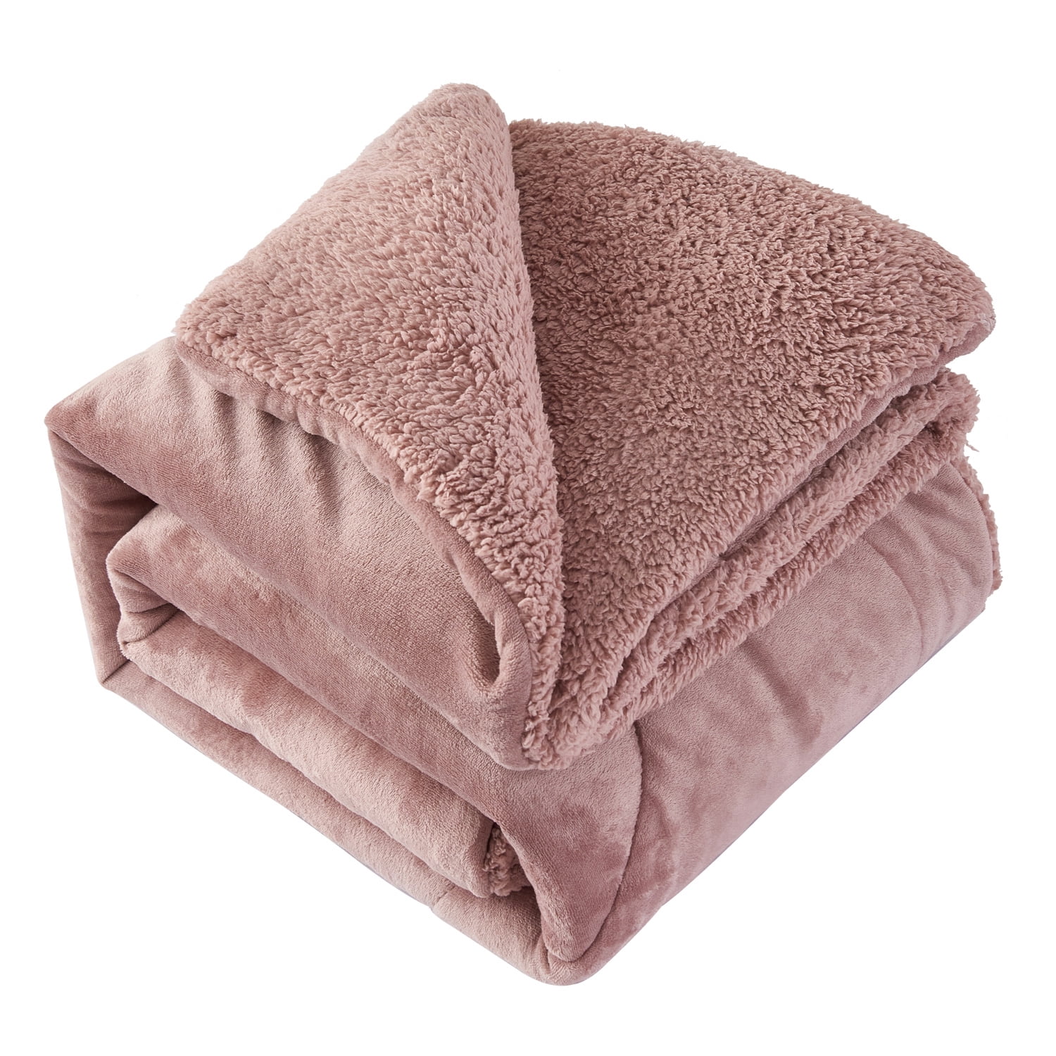 JML Sherpa Fleece Bed Blankets, Woodrose Thick Warm Borrego Queen ...