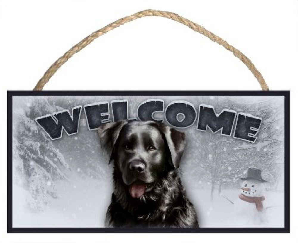 Black Lab (Labrador) Winter Season Welcome 10 x 5 Wooden Sign / Plaque ...