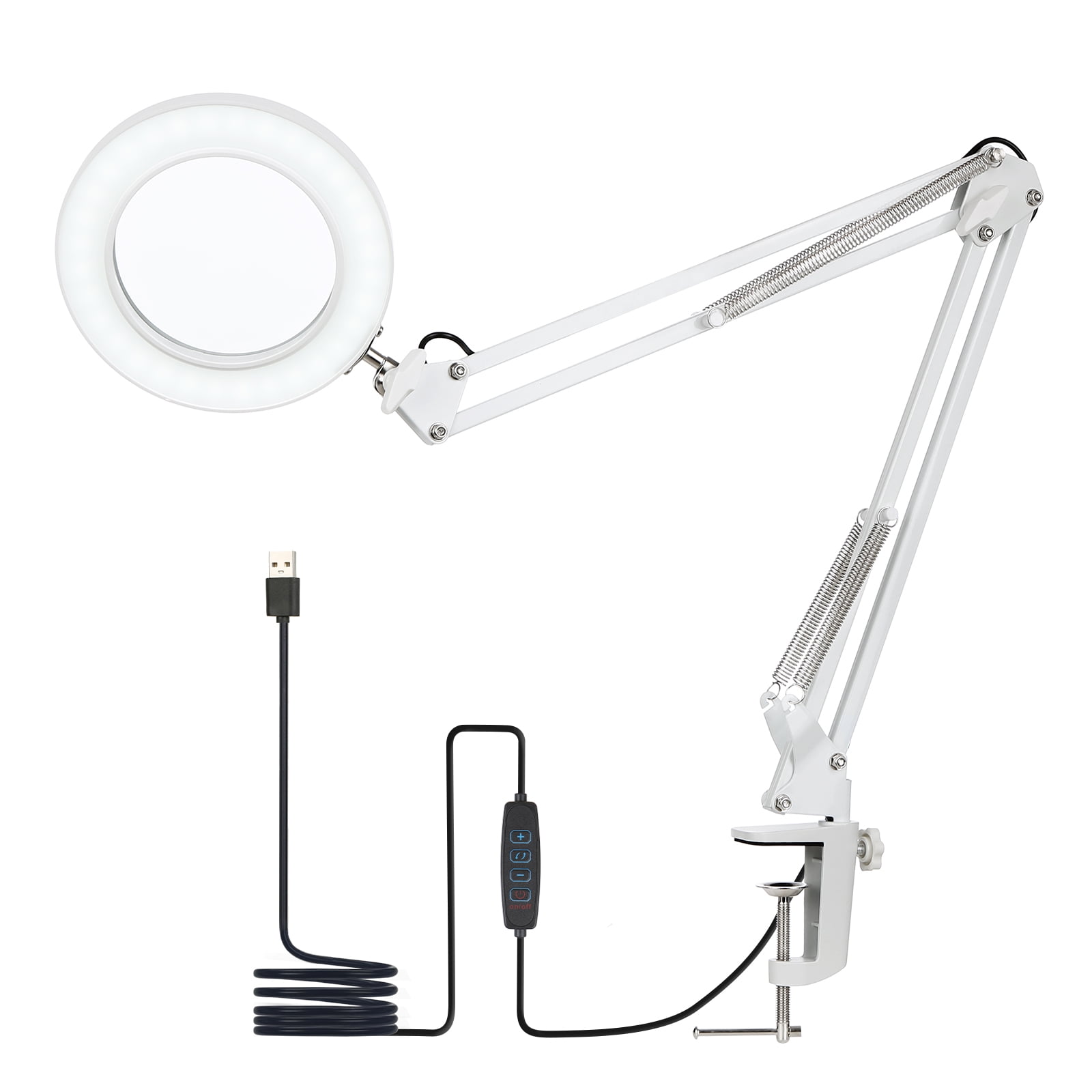 Tomshine Flexible Clamp-on Table Lamp with 8x Magnifier Swing Arm ...