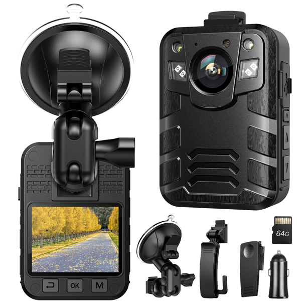 Losfom Wearable Body Camera with Audio, 1440P 2K 2-in-1 Body Cam ...