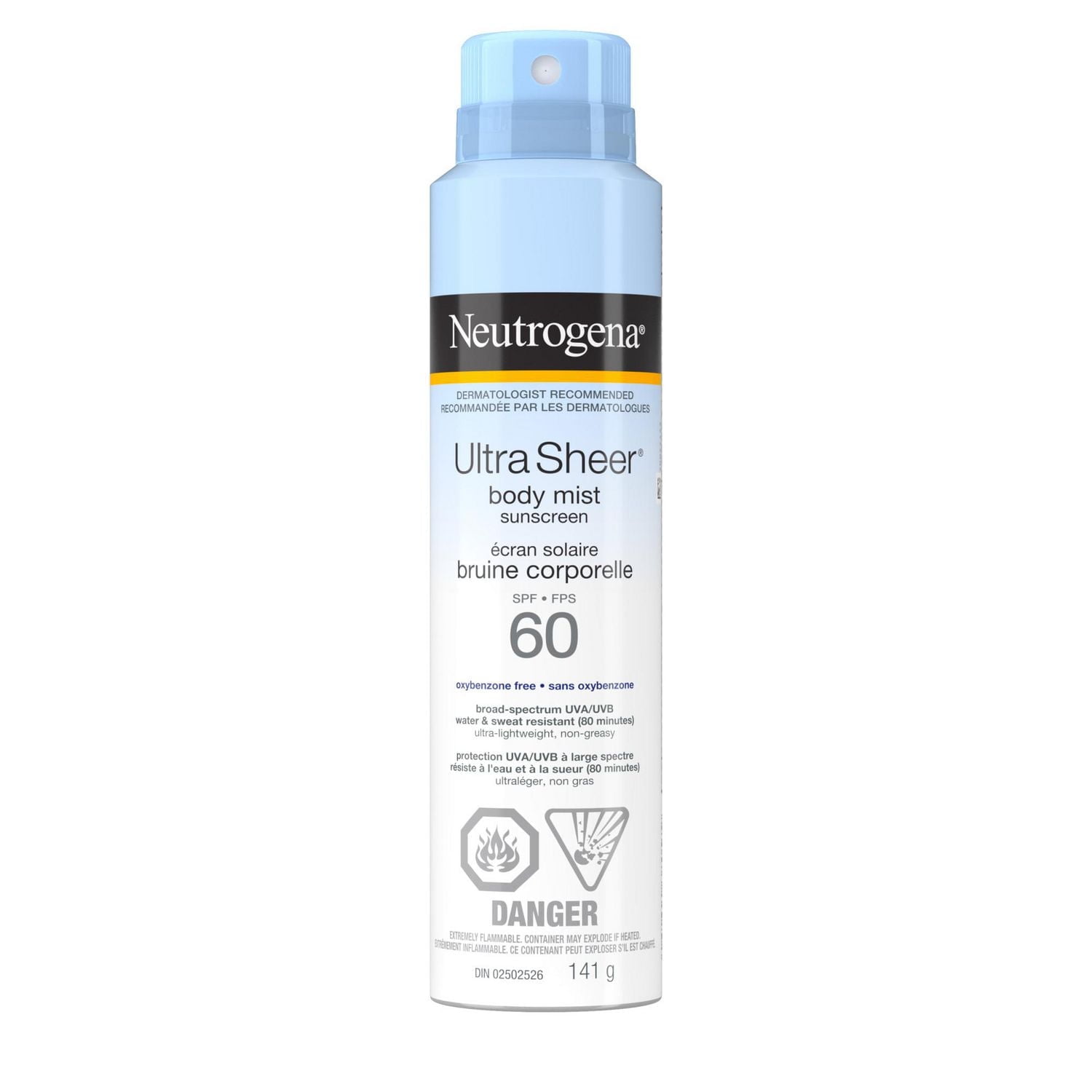 Neutrogena Ultra Sheer Body Mist Sunscreen Spray SPF 60, Broad Spectrum ...