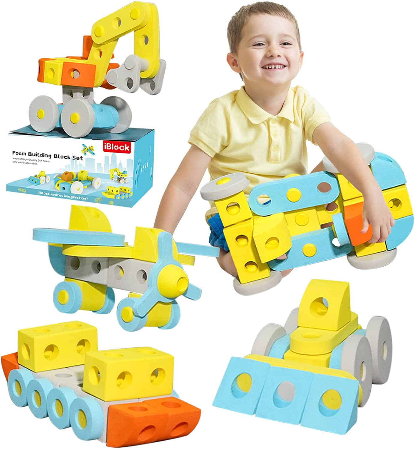 Extra Large Foam Building Block Set, Soft but Firm, Safe to Kids ...