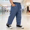 Boys Embroidered Denim Pants Elastic Waist Casual Trousers for Toddler ...