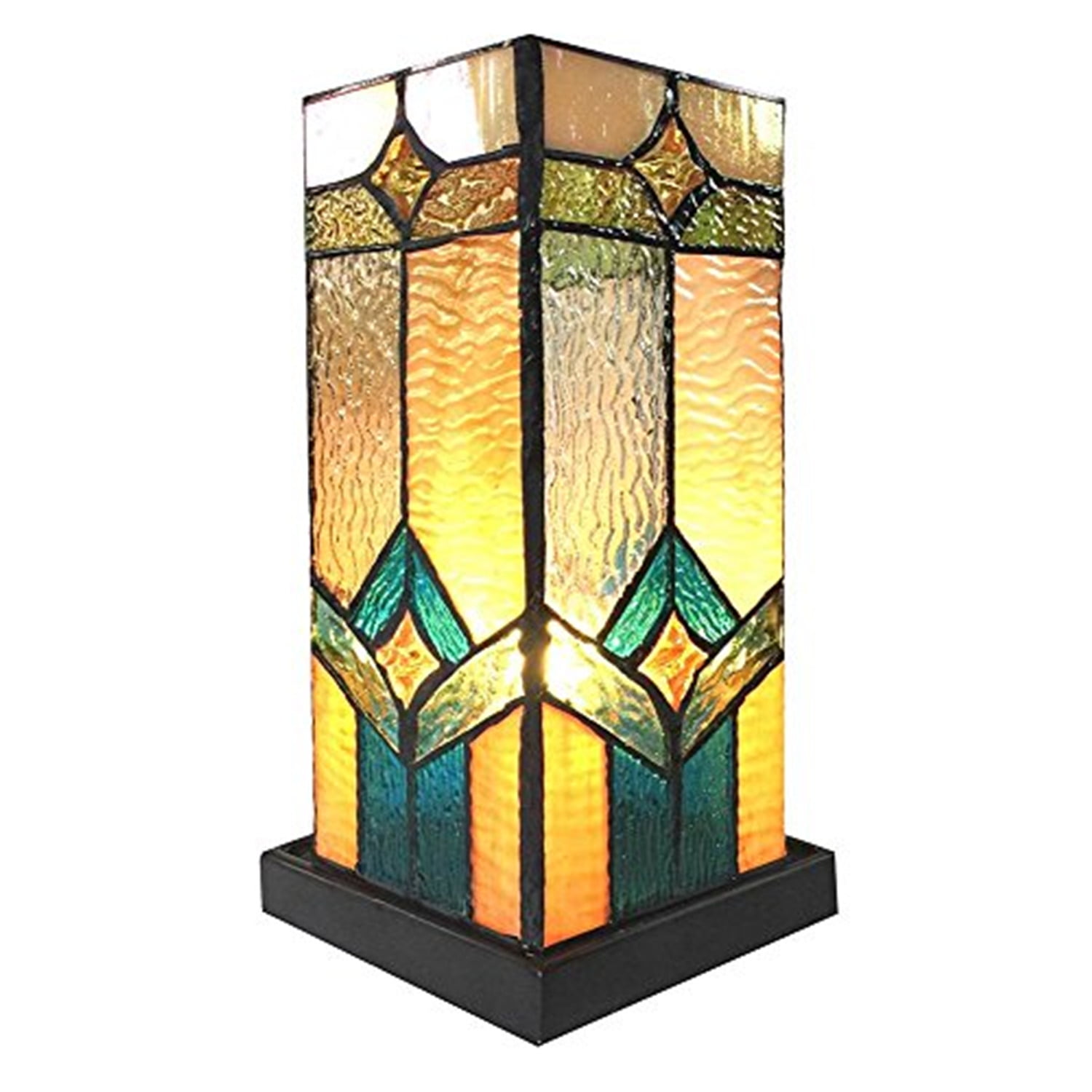 Gregory Tiffany-Glass Accent Pedestal 1 Light Mission Table Lamp 11 ...