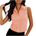 AHTJRT Gingham Button Down Shirts for Women Sleeveless Collared Summer ...