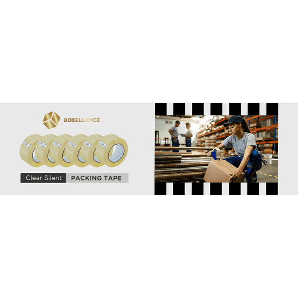 Boxellence Clear Acrylic Silent Packing Tape, Noiseless Industrial ...