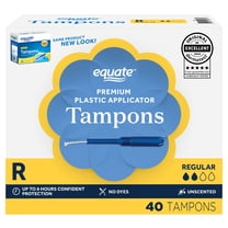 Equate Tampons with Premium Plastic Applicators, Unscented, Regular (40 ...