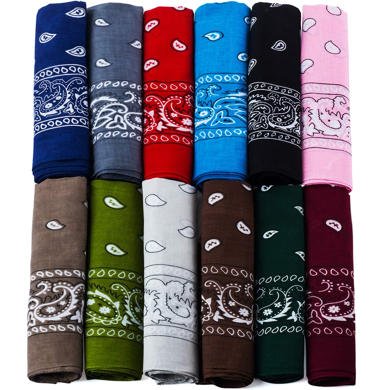 Lollanda Bandanas for Men &Women 100% Cotton 22x22 inch Paisley ...
