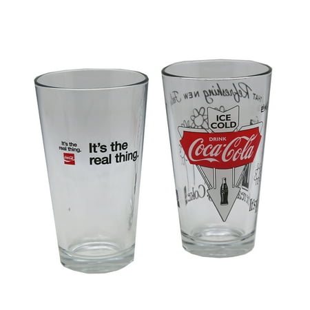 Coca-Cola Coca Cola Classic Logos Pub Glass - Set Of 2 - Walmart.com ...