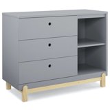 Delta Children Poppy 3 Drawer Dresser with Cubbies, Grey/Natural ...