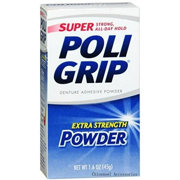 SUPER POLIGRIP Extra Strength Denture Adhesive Powder 1.60 Oz (Pack Of ...