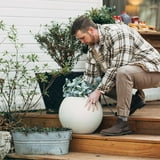 Ash & Ember Onyx 24" D Ceramic Indoor Outdoor Round Sphere Planter ...