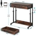 Tribesigns Adjustable Side Table with Drawers & Wheels, Mobile Laptop ...