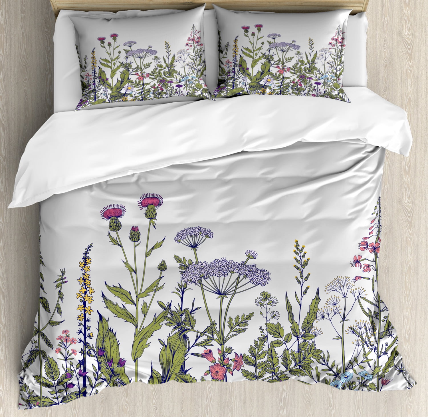 Spring King Size Duvet Cover Set Colorful Thriving Garden With Herbs