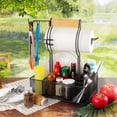 FANGSUN Grill Utensil Caddy, Picnic Caddy with Paper Towel Roll Holder ...