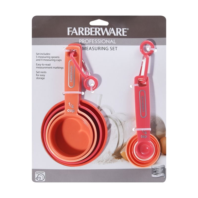 Farberware Measuring Cups and Spoons Set, 9 Piece - Coral Ombre ...