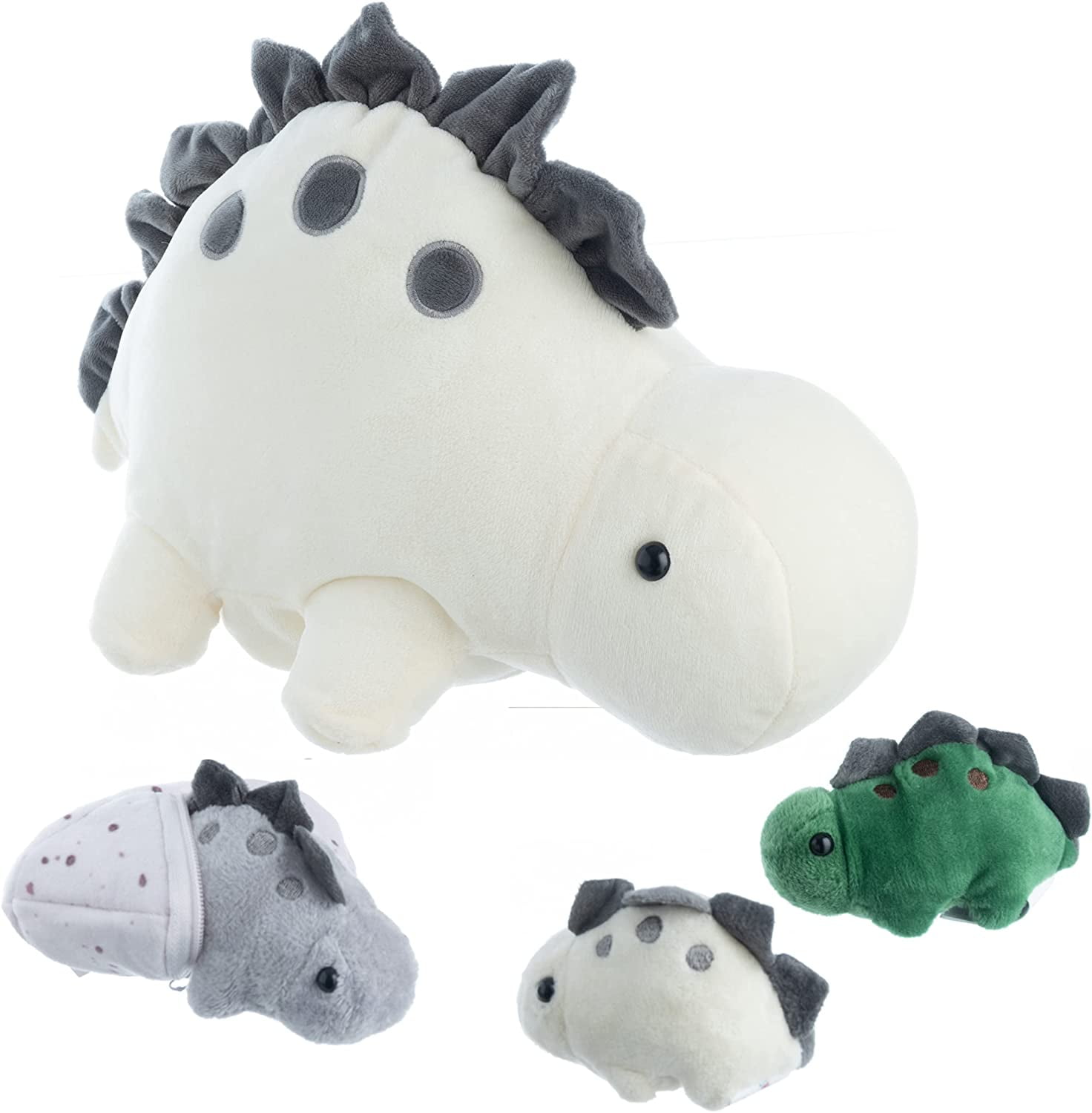 PixieCrush Stuffed Mommy Stegosaurus Dinosaur with 3 Baby Dinos in her ...