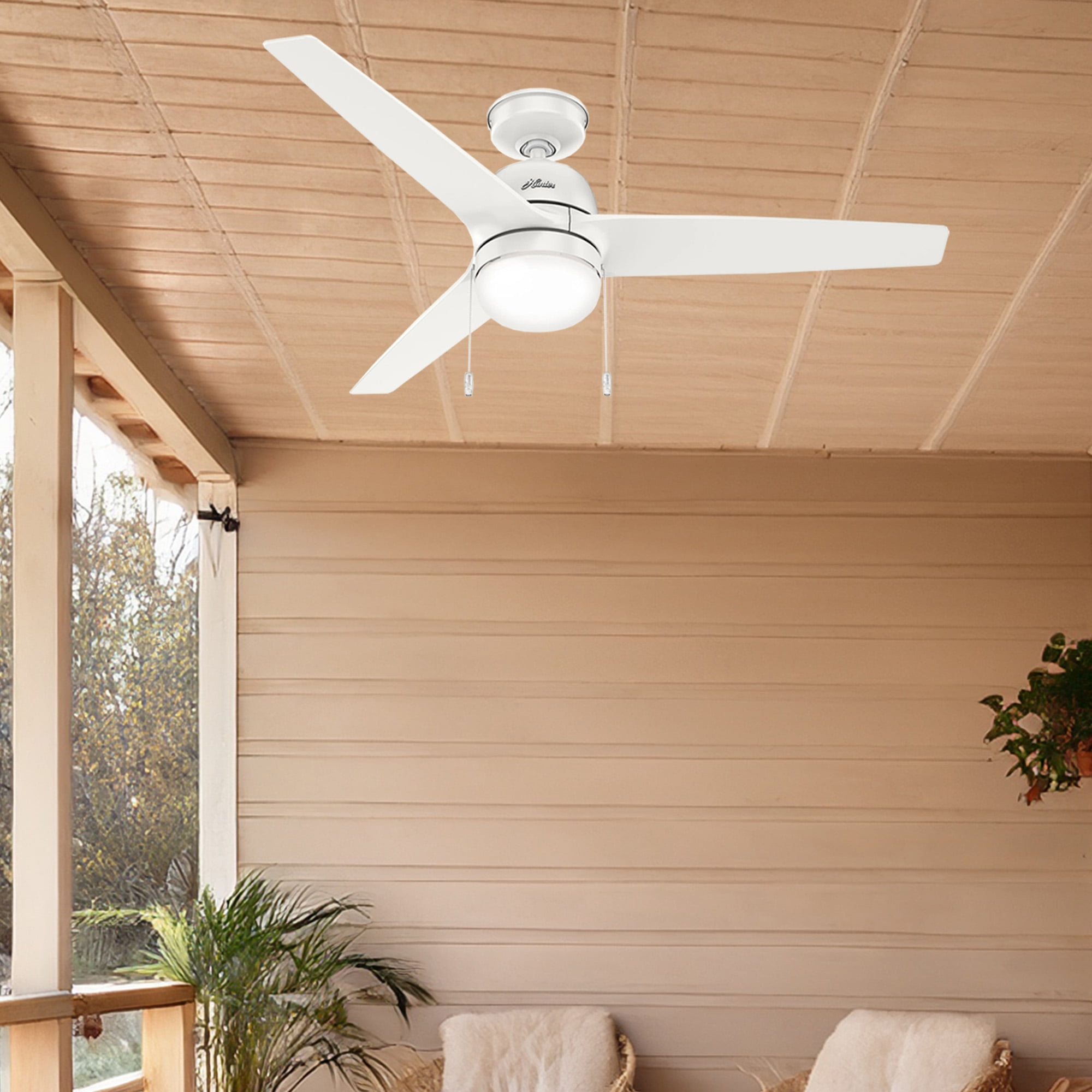 Restored Hunter Fan 52 inch Fresh White Outdoor/Indoor Ceiling Fan with ...