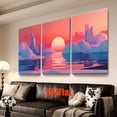 2D Flat 3pcs/Set, 2D Flat, Scroll Poster, A Sunset Scene with Iceberg ...