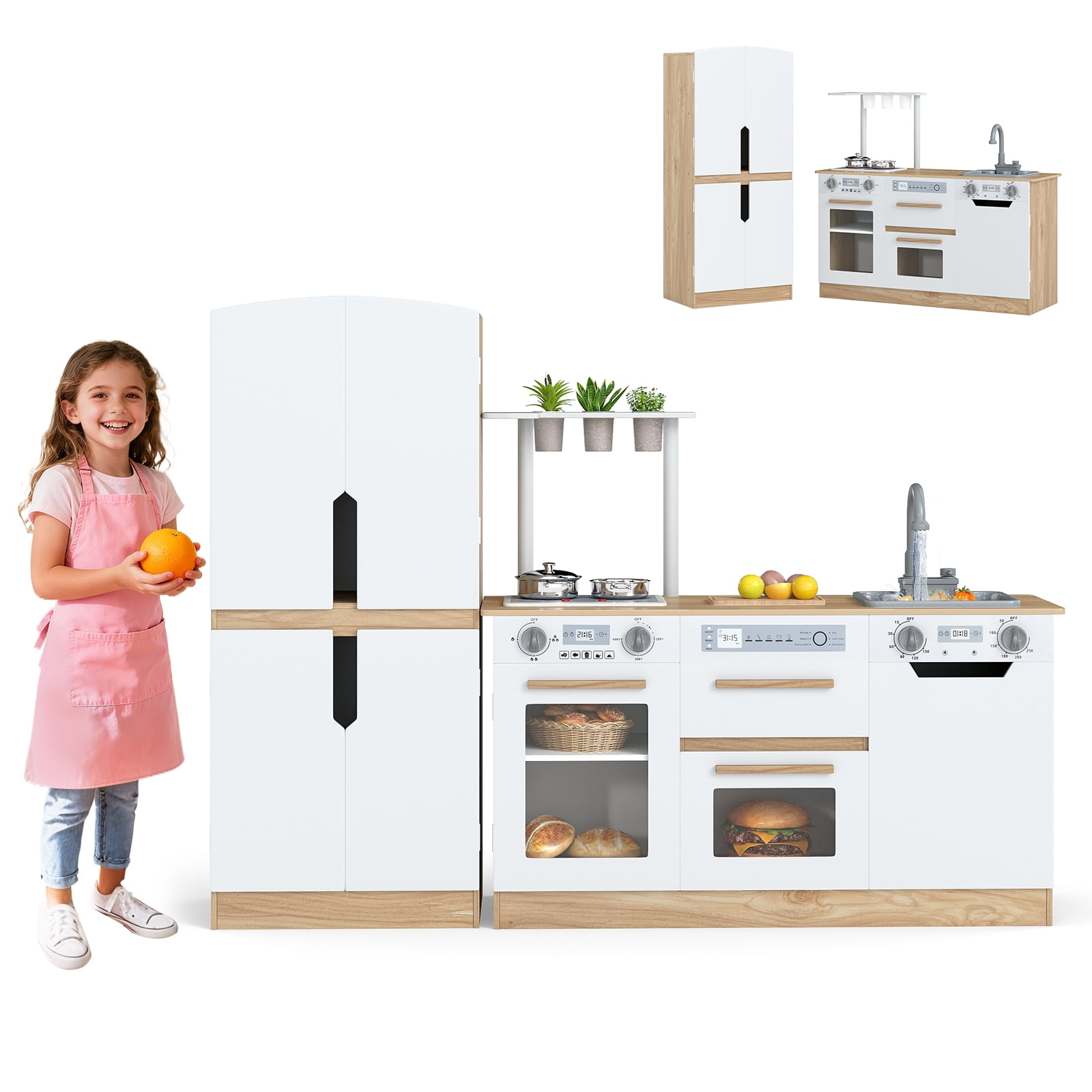 Click here for Gymax 2 Pcs Kids Kitchen Playset W/Fridge Dishwash... prices