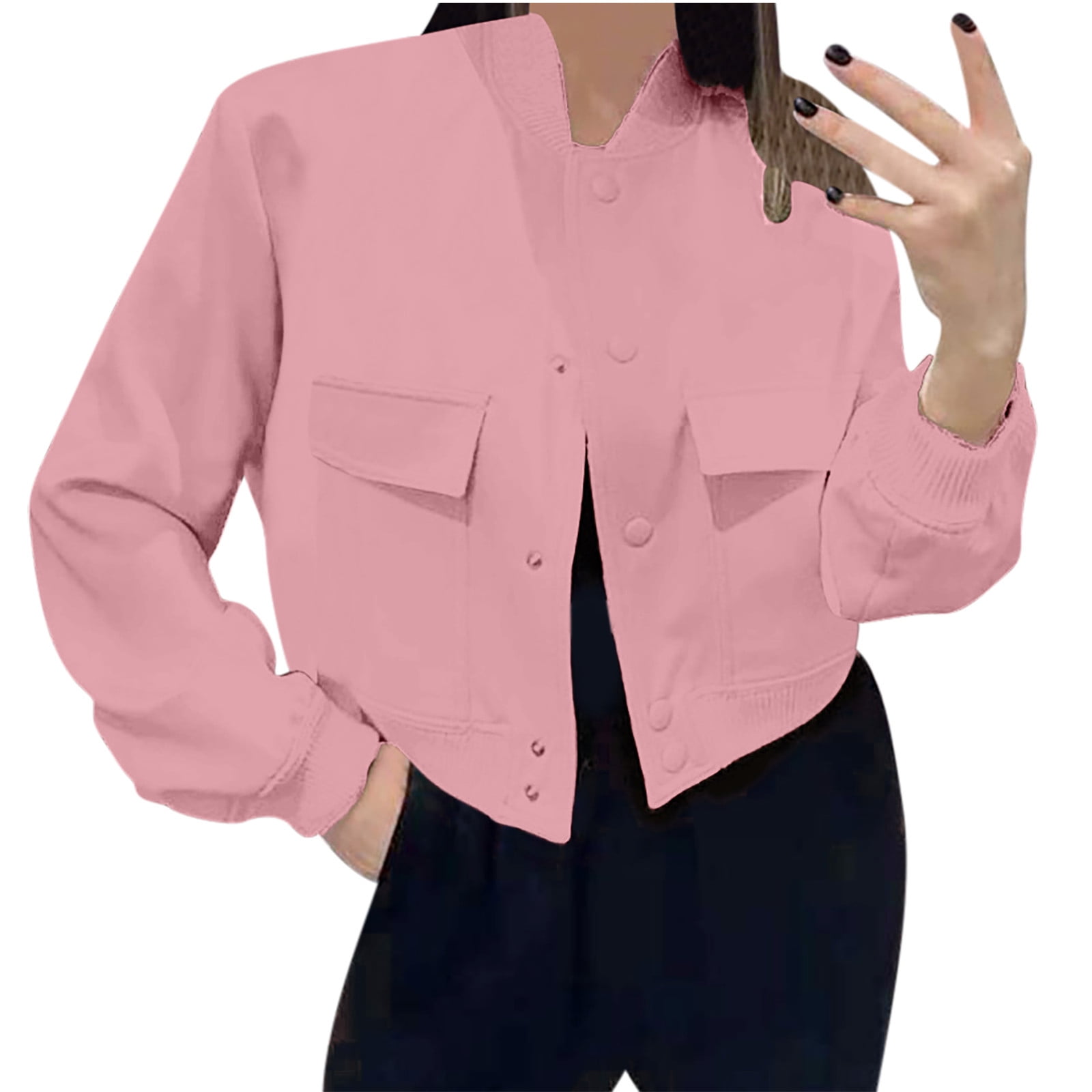 Click here for Timegard Womens Jackets Button Up Cropped Long Sle... prices