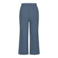 Wiyuqeen Womens Plus Size Capris Cotton Linen Cropped Pants Straight