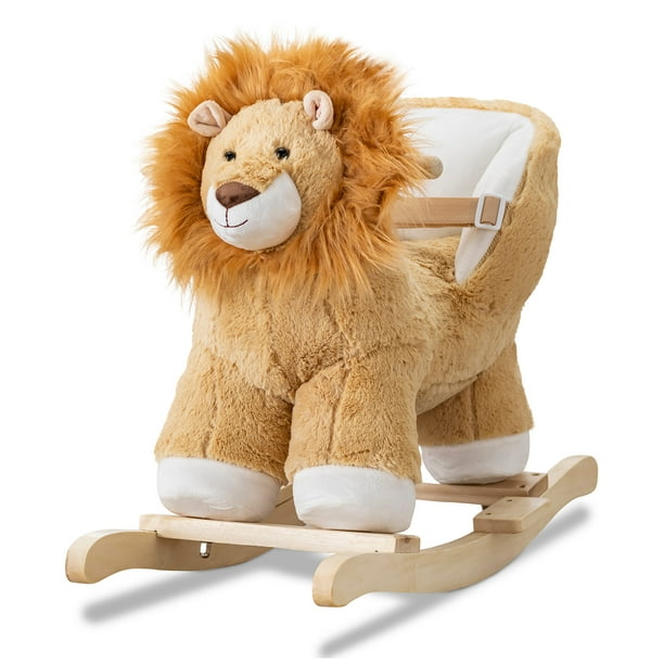 JOON Roary Ride-On Chair Lion Rocking Horse with Sound Effects, Tan ...