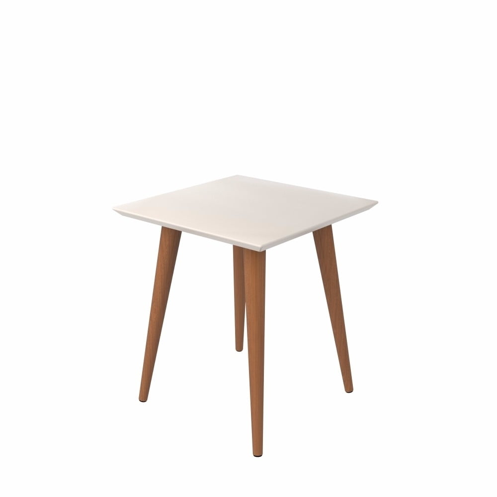 Utopia 19.68" High Square End Table With Splayed Wooden Legs in Off ...