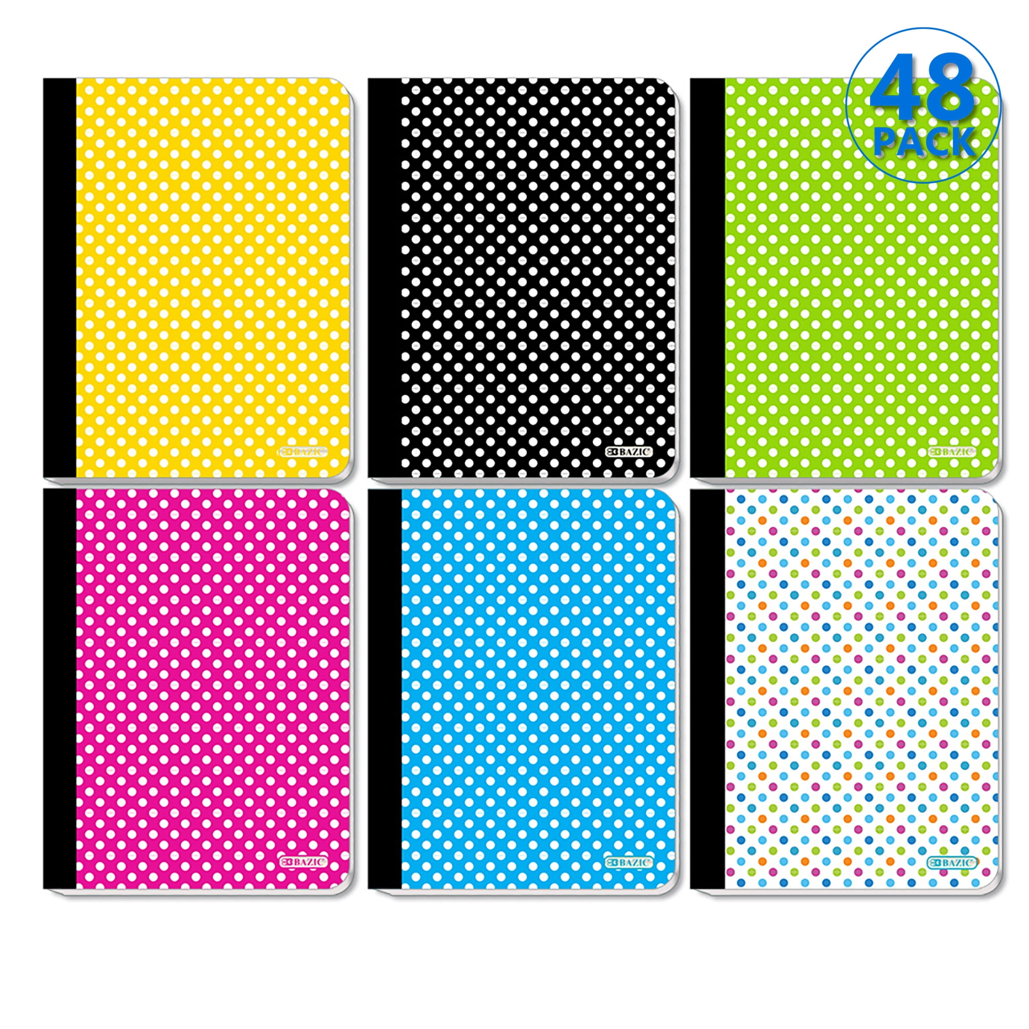 BAZIC Polka Dot Composition Book College Ruled, 100 Sheets, Assorted ...
