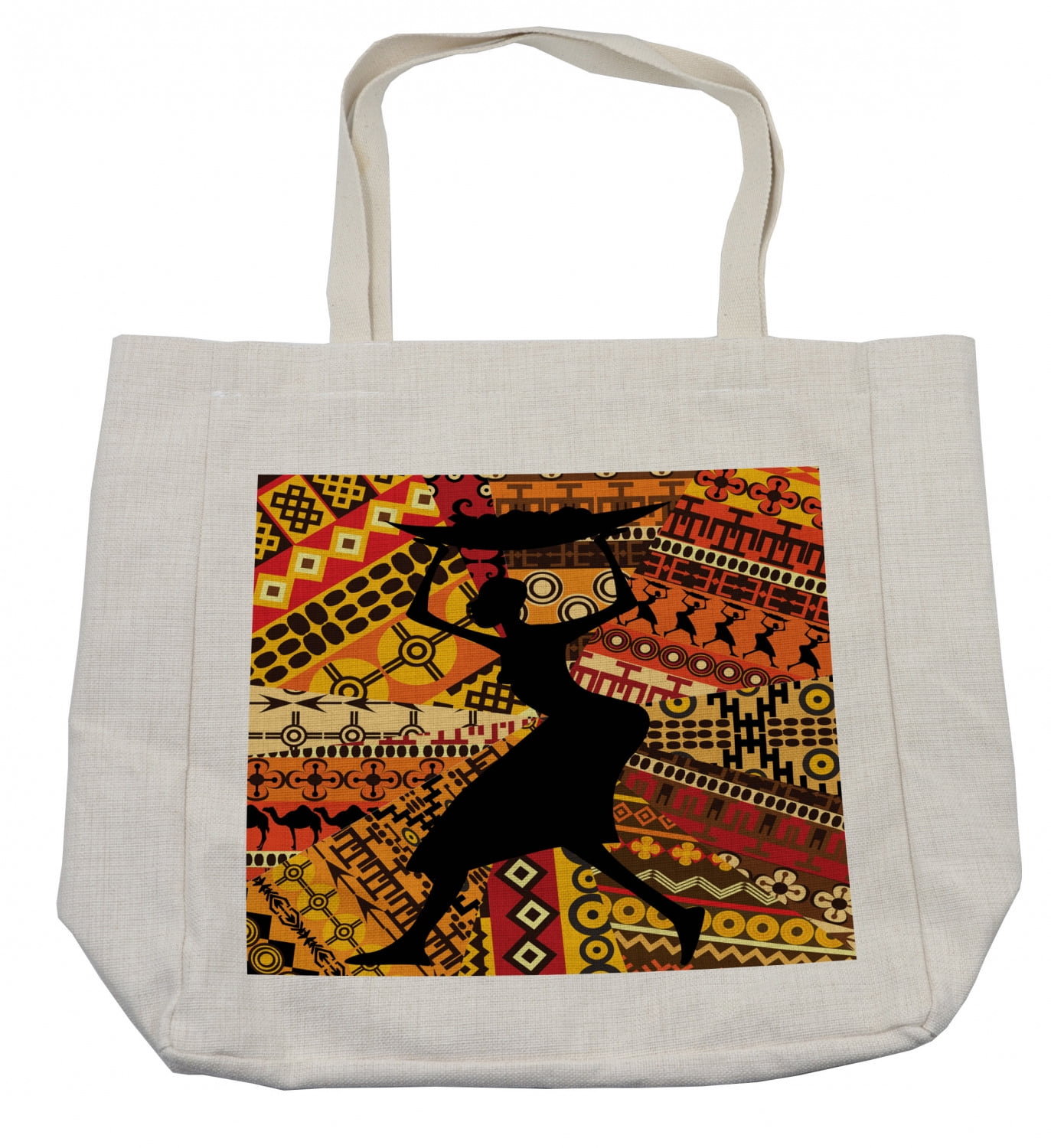 African Shopping Bag, Silhouette of a Indigenous Woman Carrying a ...