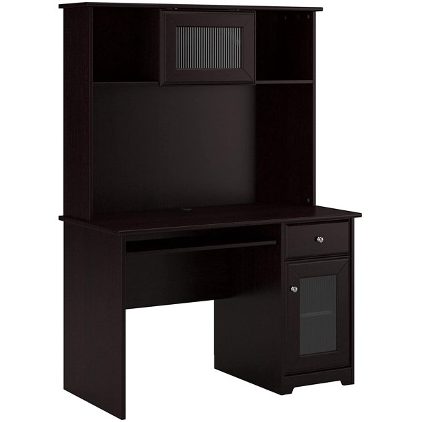 Practical Furniture Cabot Small Computer Desk with Hutch and Keyboard ...