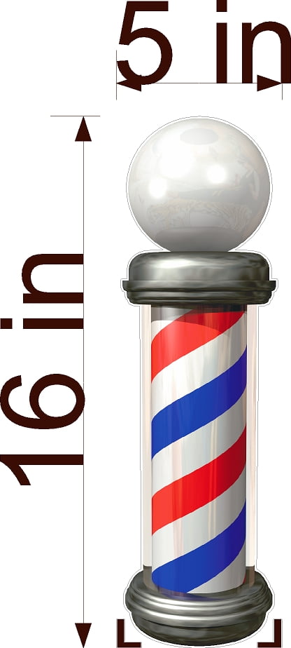 16" tall vinyl pair of Barber shop pole decal globe style window or ...