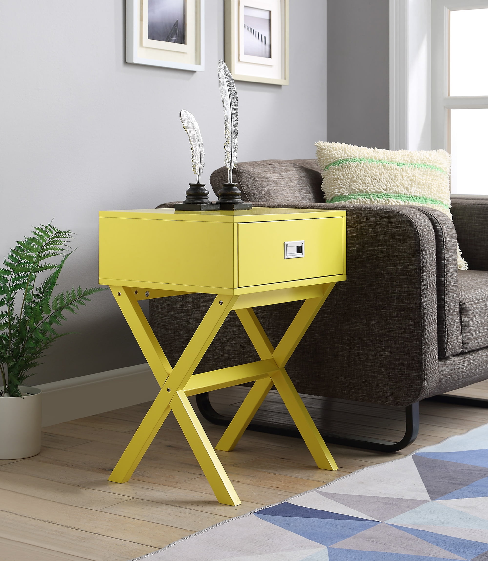 Convenience Concepts Designs2Go Landon 1 Drawer End Table, Yellow ...
