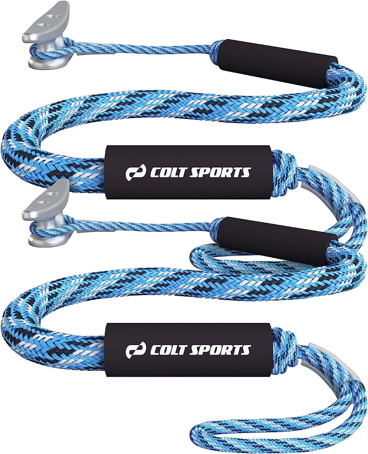 Colt Sports 2 Pk Bungee Dock Lines Mooring Rope for Boats Blue White ...