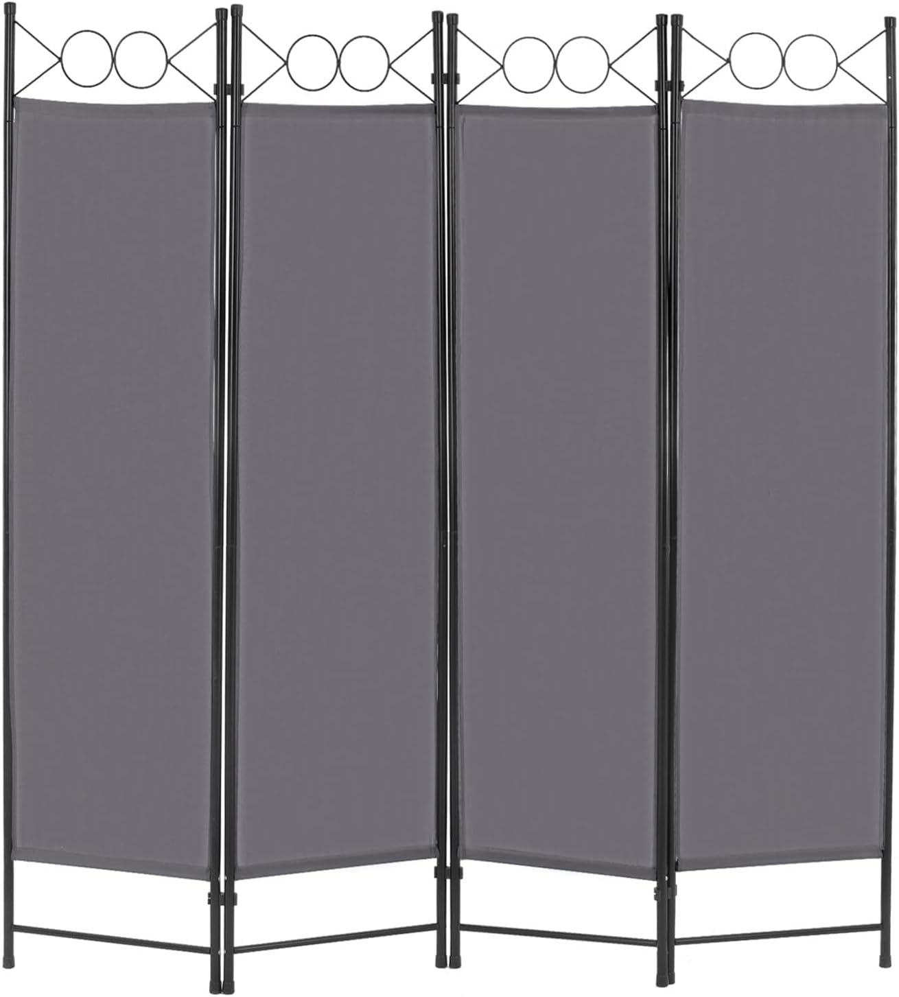 YRLLENSDAN 4 Panel Room Divider 6FT Steel Frame Screen Folding Privacy ...