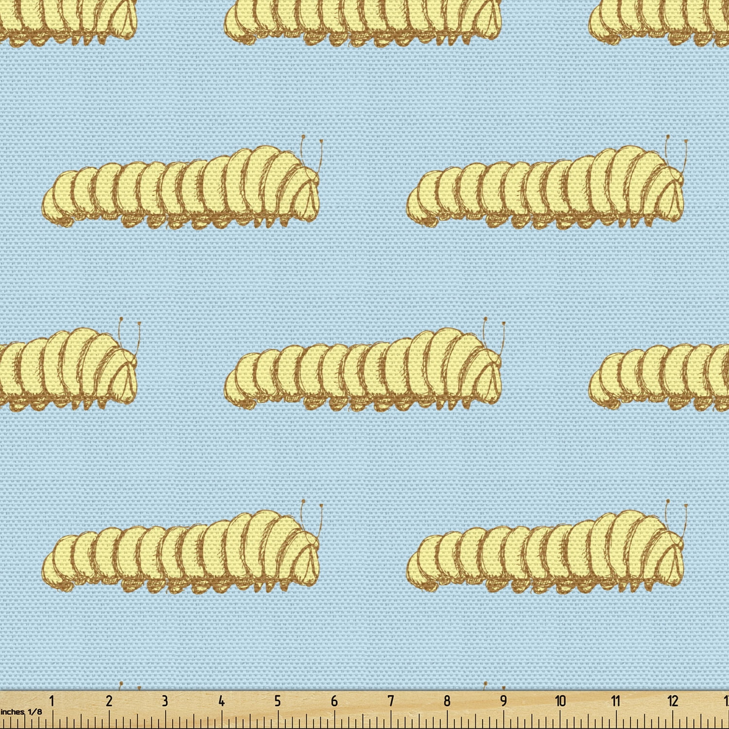 Caterpillar Fabric by the Yard, Vintage Hand-Drawn Pattern of ...