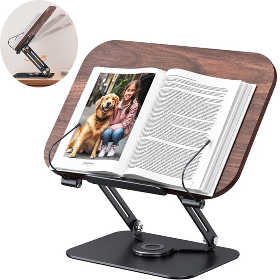 Vigo Wood Book Stand for Reading 360° Adjustable, Wooden Laptop Stand ...