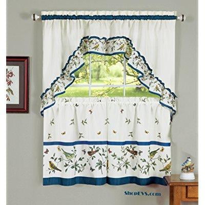 Love Birds Kitchen Curtain with Swag and Tier Set 36 In #1656 - Walmart.com