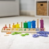 Melissa & Doug Counting Shape Stacker - Wooden Educational Toy With 55 ...
