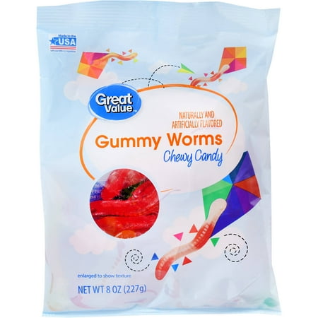 Great Value Gummy Worms Chewy Candy, 8 oz - Walmart.com