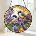 Birds & Lilac Stained Glass Suncatcher – Handmade Window Hanging for ...