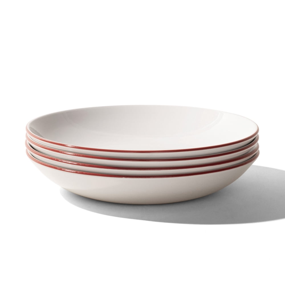Made In Cookware - Entrée Bowls - Set of 4 (White w/ Red Rim) - Made in ...