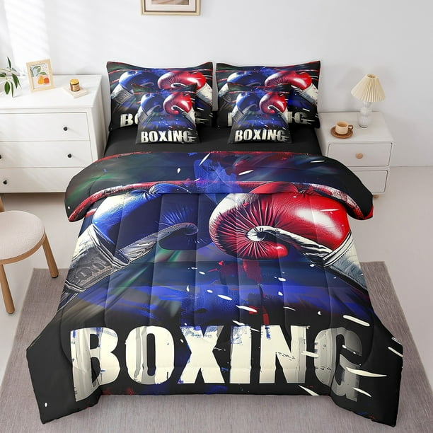 Boxing Gloves Comforter Set 7 Piece Bed in a Bag Twin,Sports Games Room ...