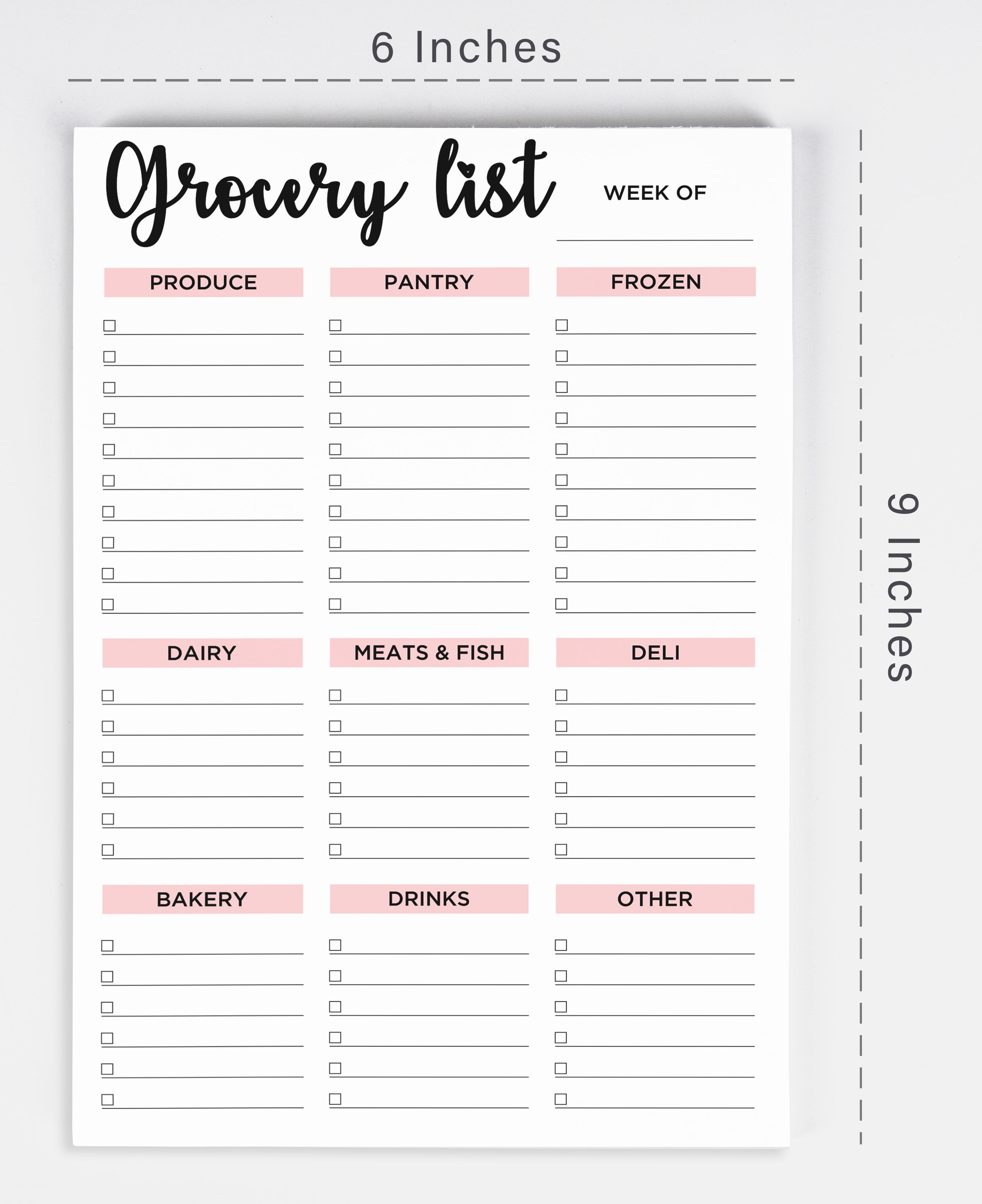 Blank Grocery List