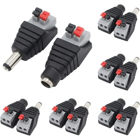 6 Pairs 5.5mm x 2.1mm DC Power Connectors (Push Button Style),6 Male ...