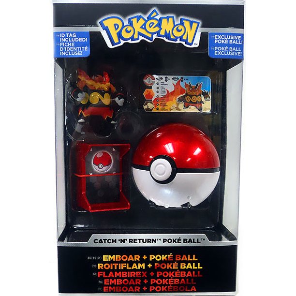Pokemon TOMY Catch n Return Pokeball Emboar & Poke Ball Trainer's ...