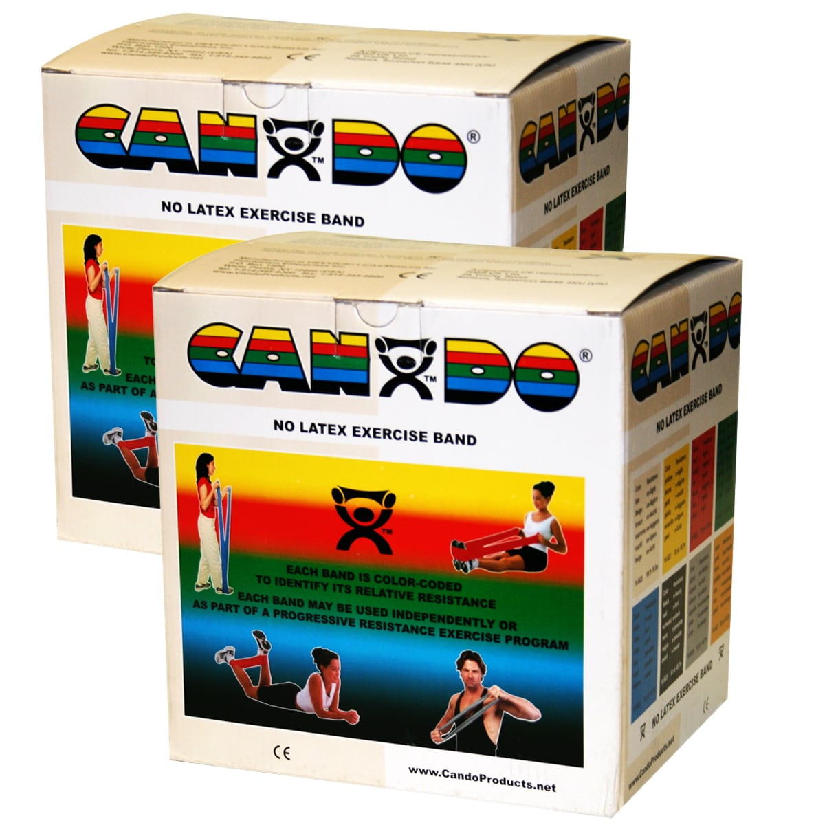CanDo Twin-Pak latex-free exercise band, 100 yard, 5 pc set (1 ea ...